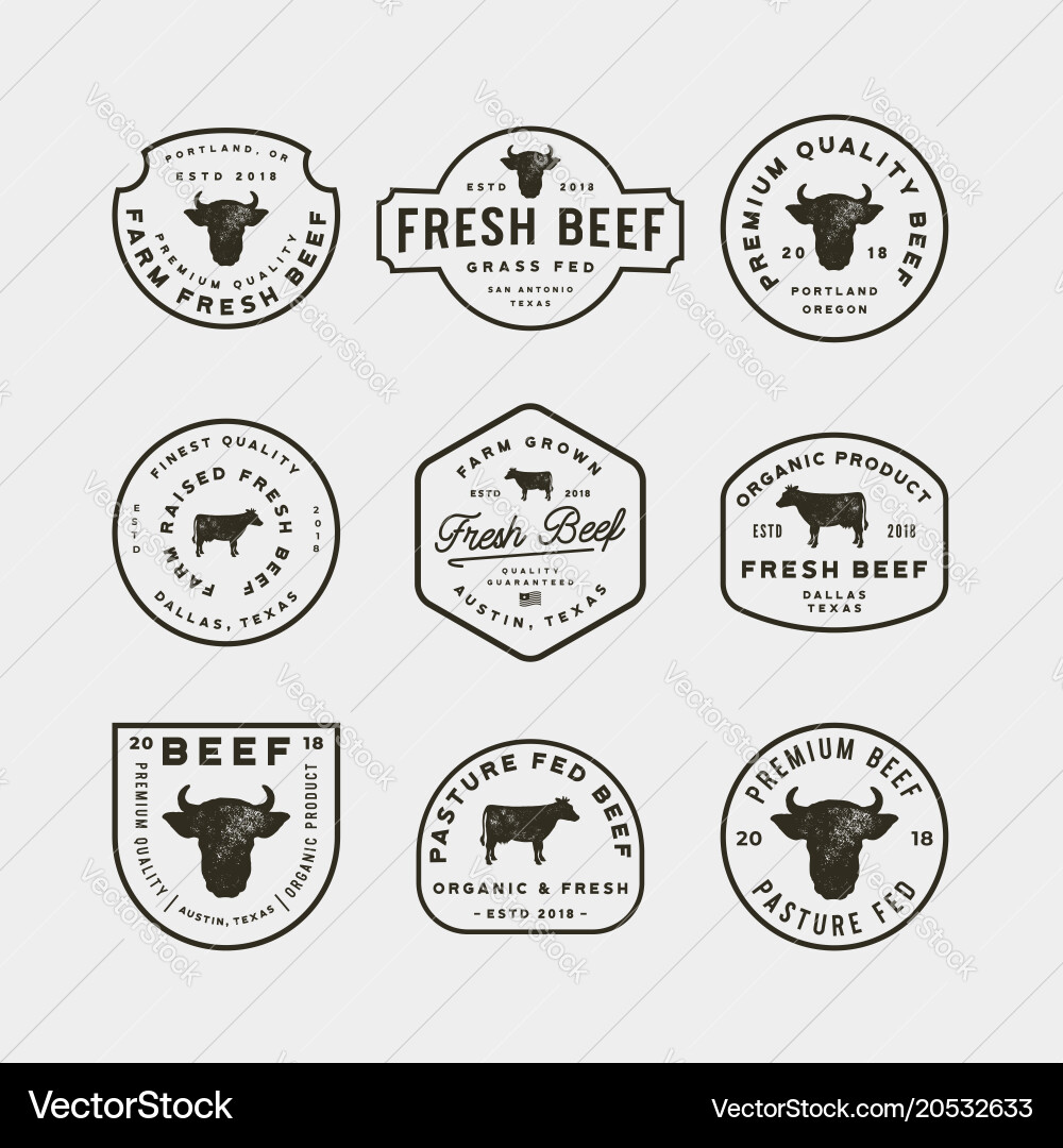 Set of premium fresh beef labels Royalty Free Vector Image