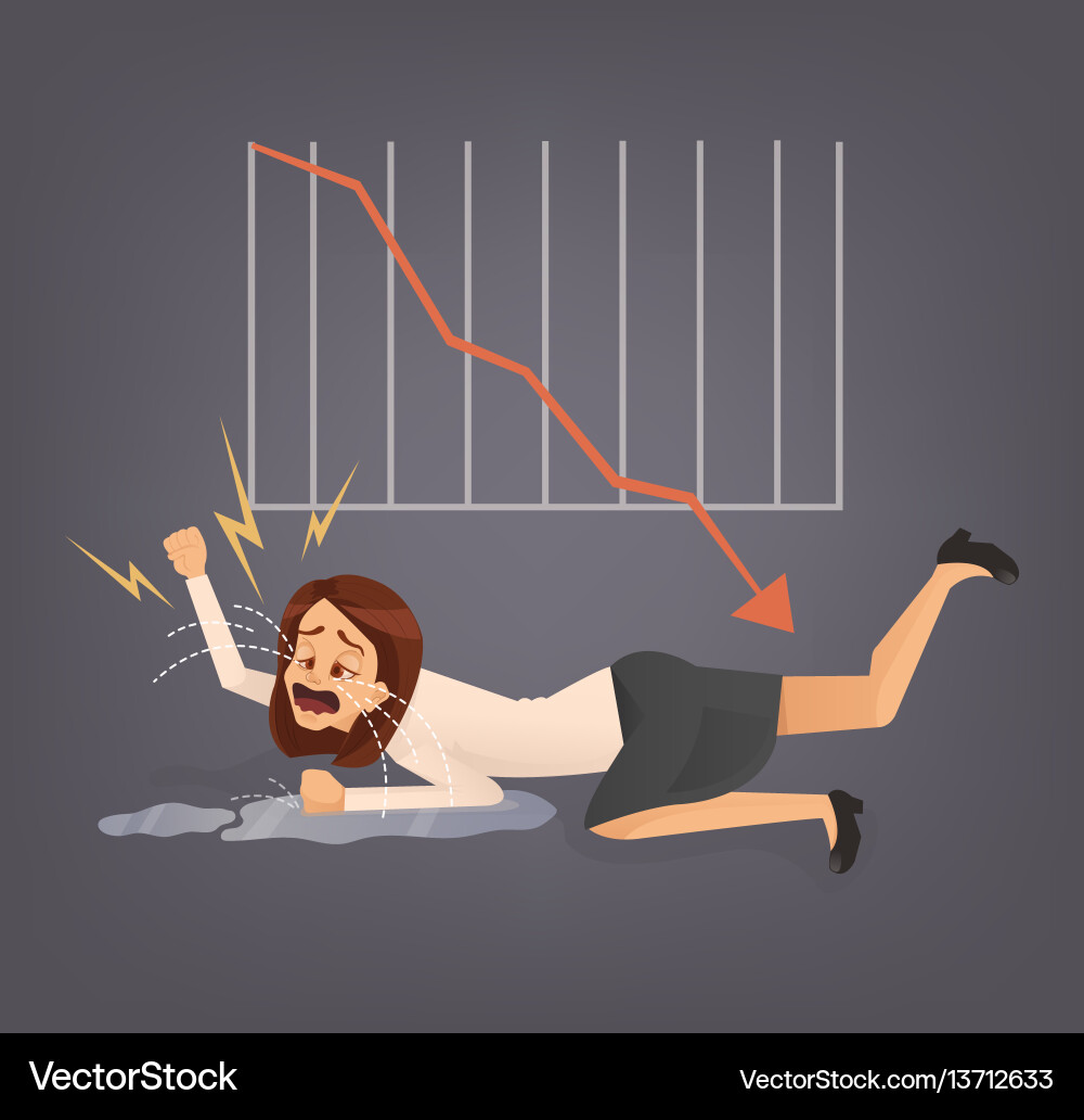 Woman office worker character cry Royalty Free Vector Image