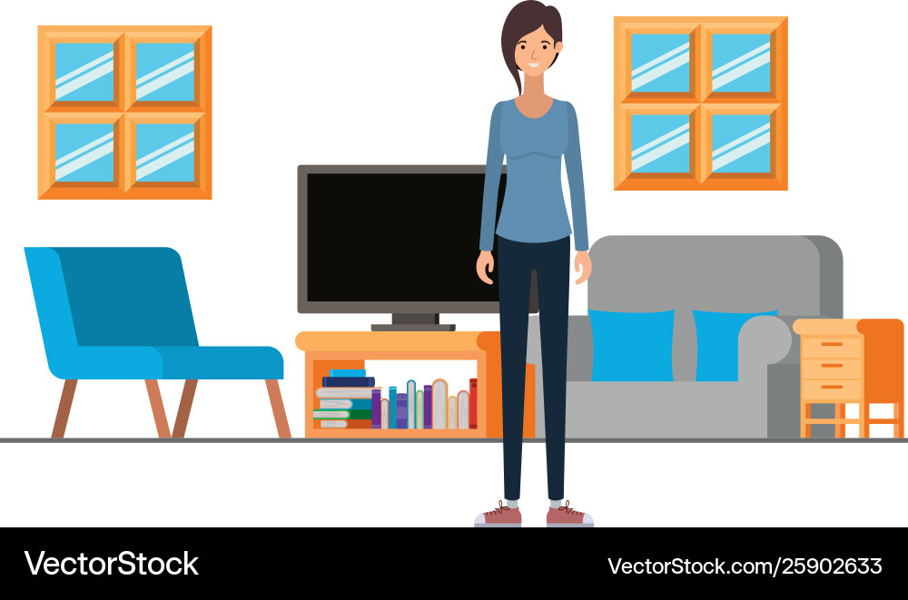 Woman standing in work office with white Vector Image