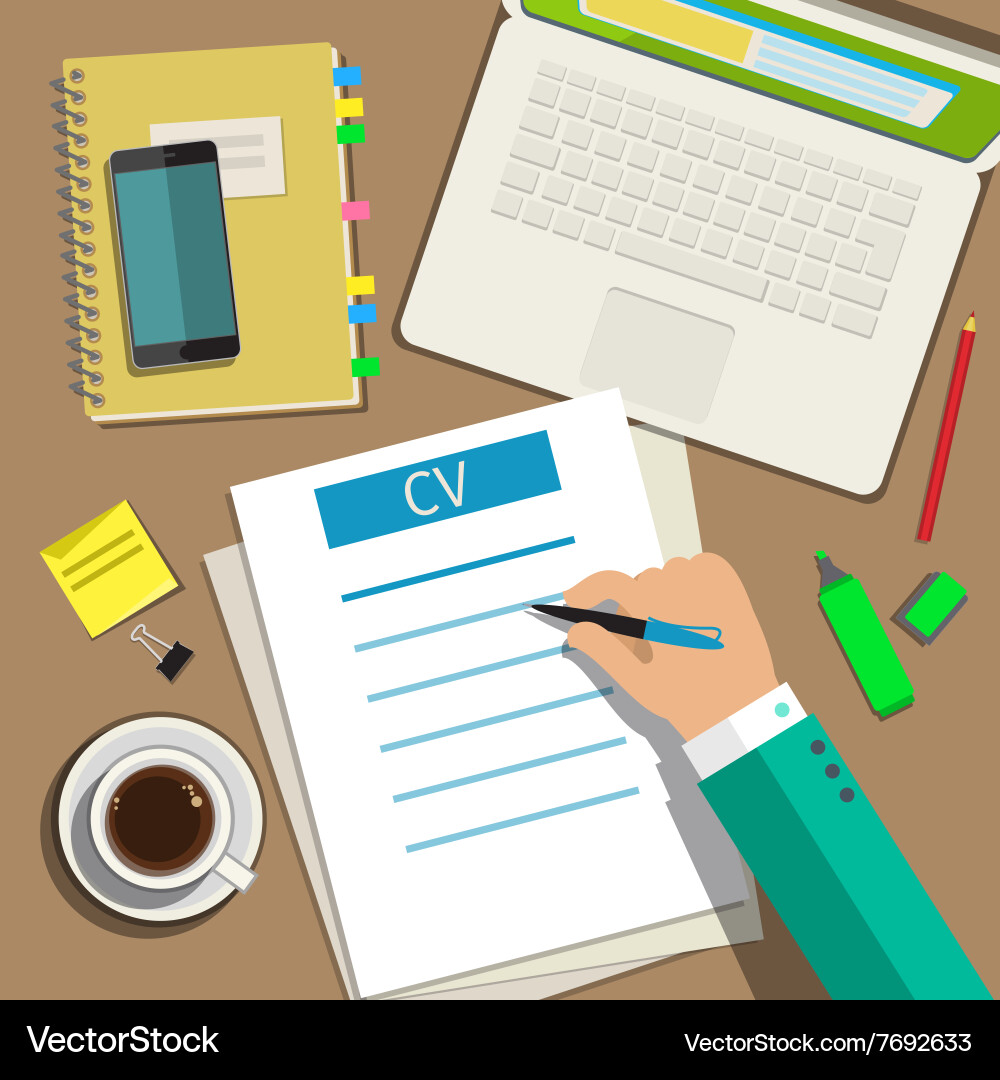 Writing a business cv resume concept Royalty Free Vector