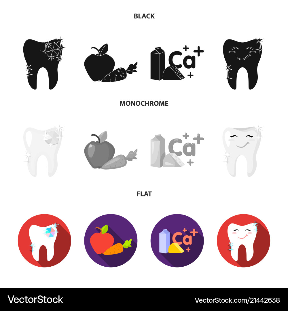 A tooth with brilliant sparkling an apple Vector Image