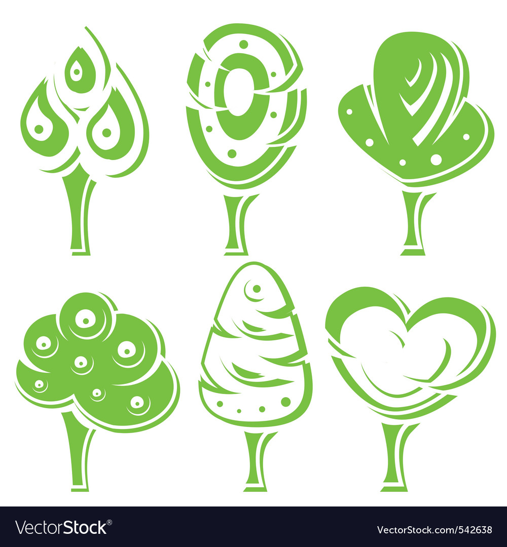 Abstract tree set Royalty Free Vector Image - VectorStock