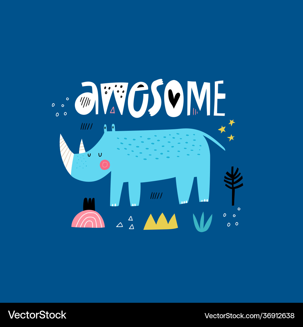 Awesome hand drawn lettering word with doodle Vector Image