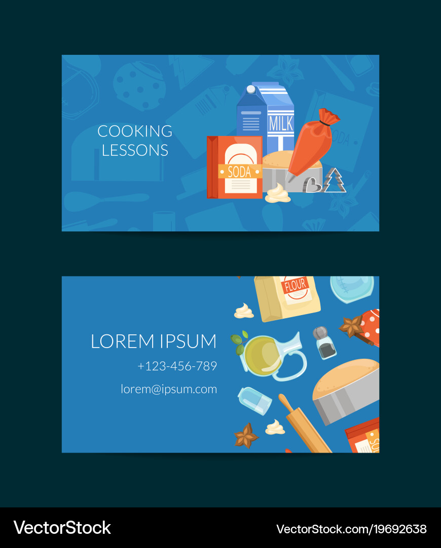 Business card template for cooking Royalty Free Vector Image