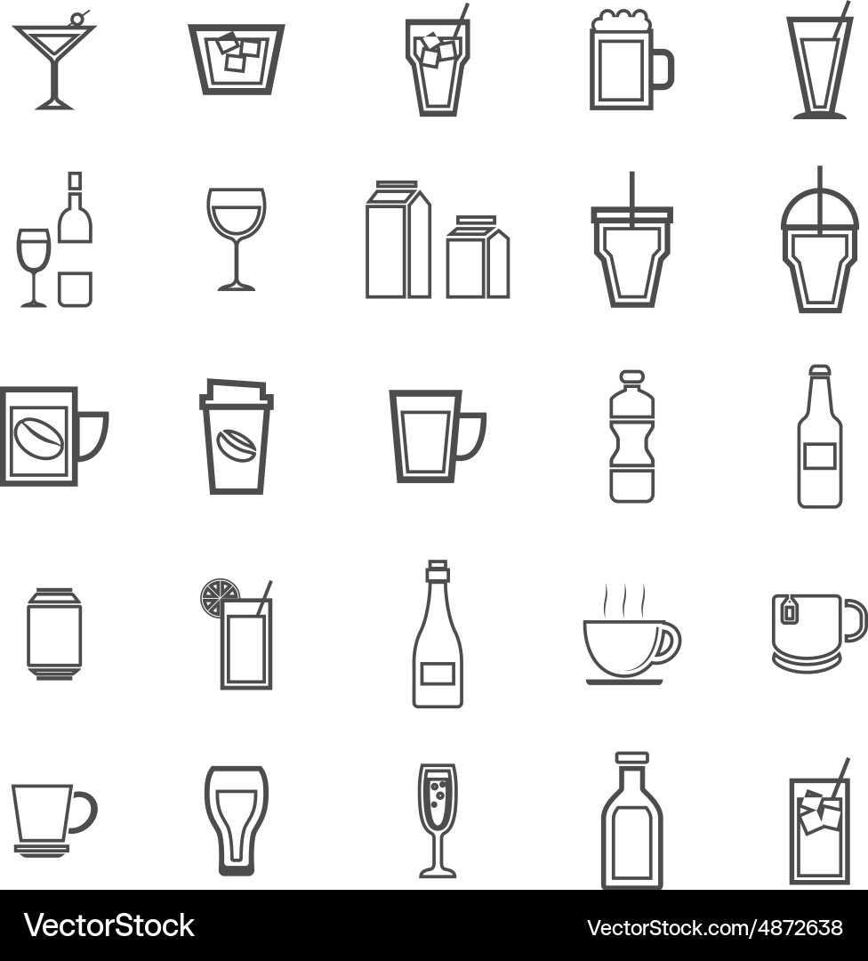 Drink line icons on white background Royalty Free Vector