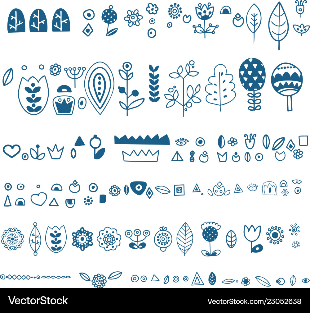 Folk art ethnic style big collection with Vector Image
