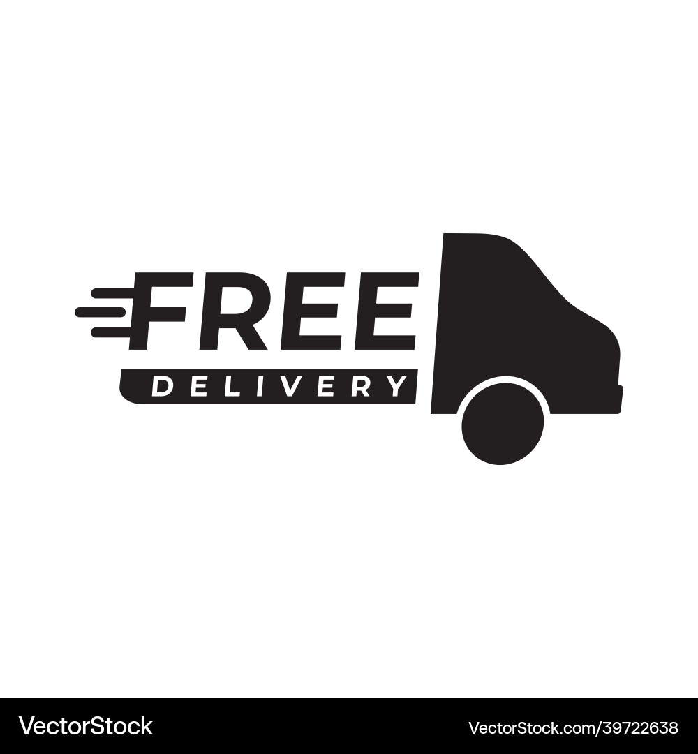 Free delivery sticker label logo design Royalty Free Vector