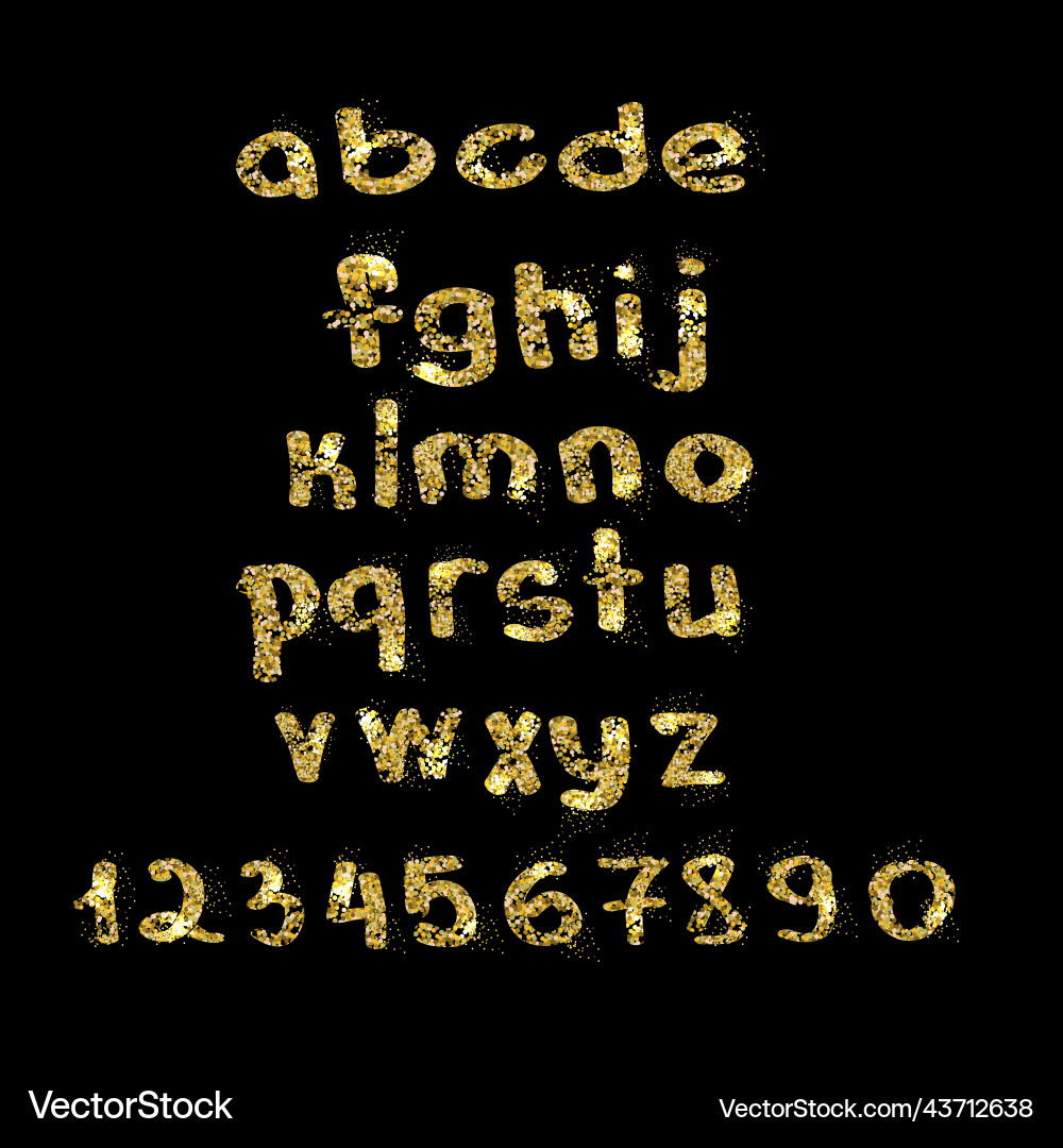 Golden font and numbers Royalty Free Vector Image