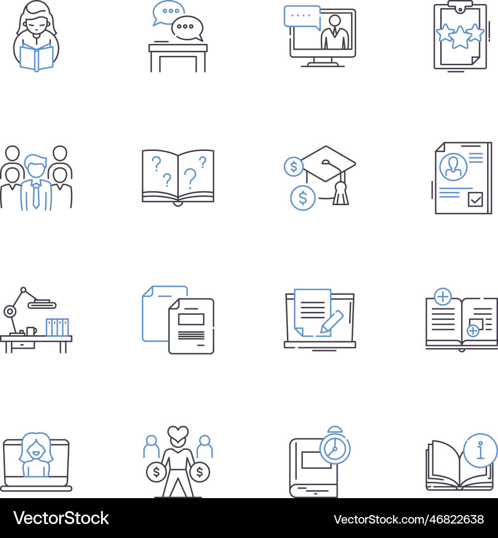 Growing skills line icons collection development Vector Image