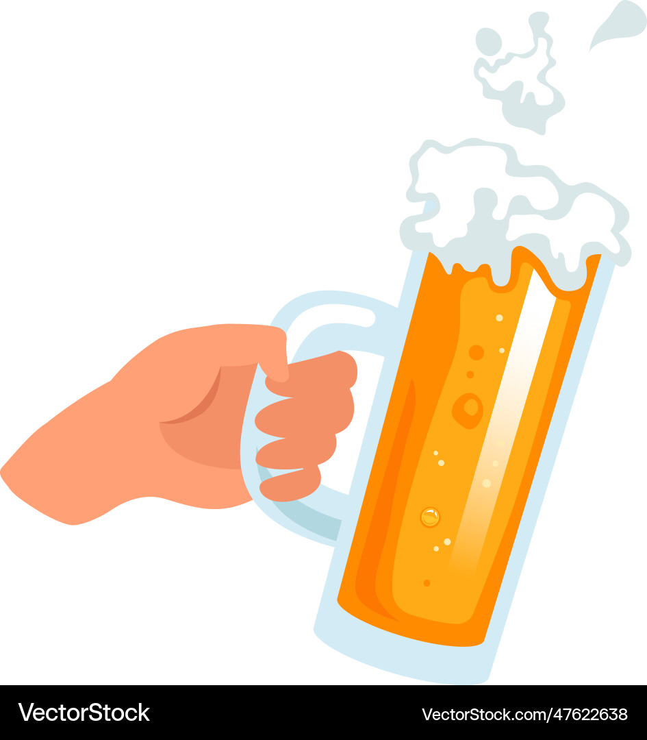 Hand holding beer glass Royalty Free Vector Image