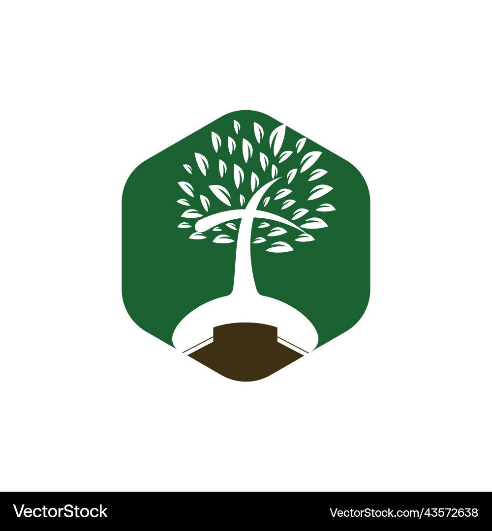 Handset and church tree logo design Royalty Free Vector