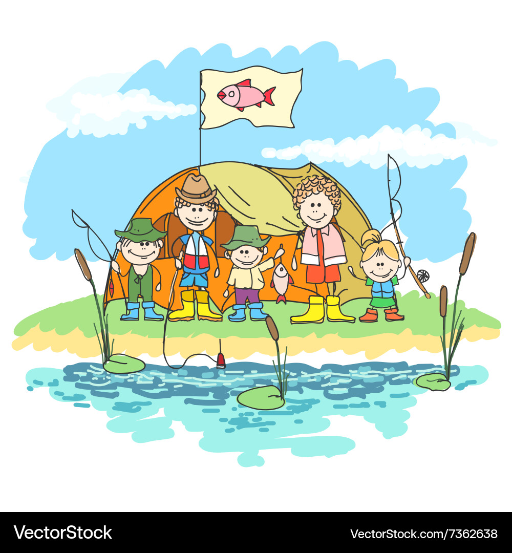 Happy family weekend doodle week Royalty Free Vector Image