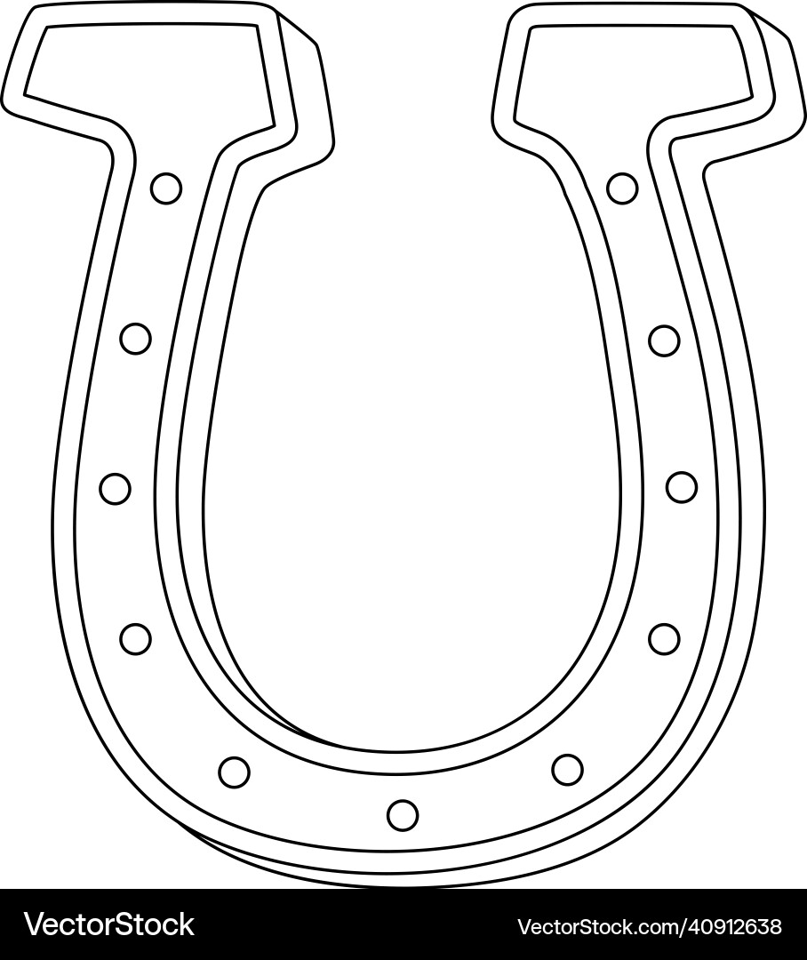Horseshoe coloring page for kids Royalty Free Vector Image