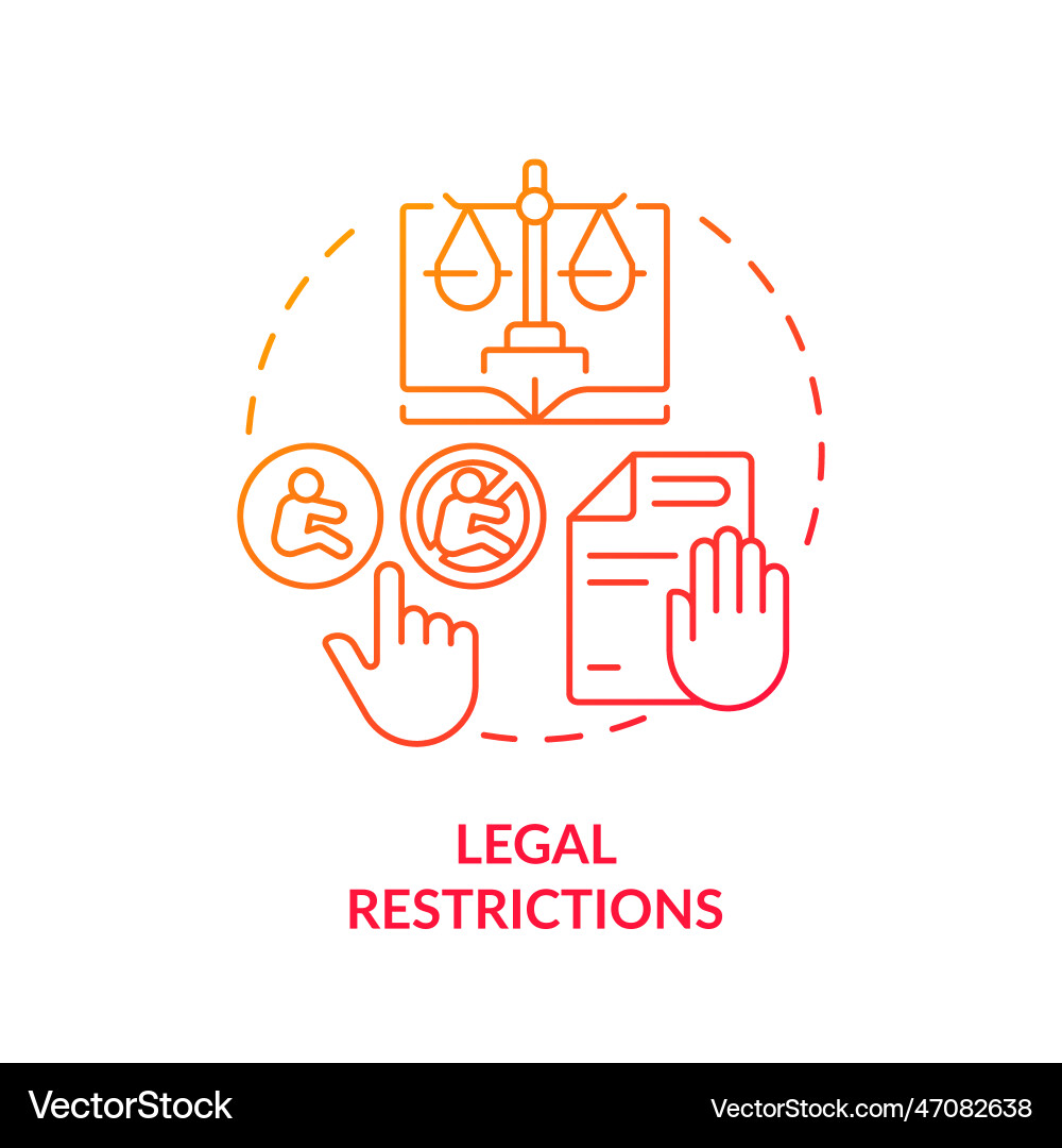 Legal restrictions red gradient concept icon Vector Image