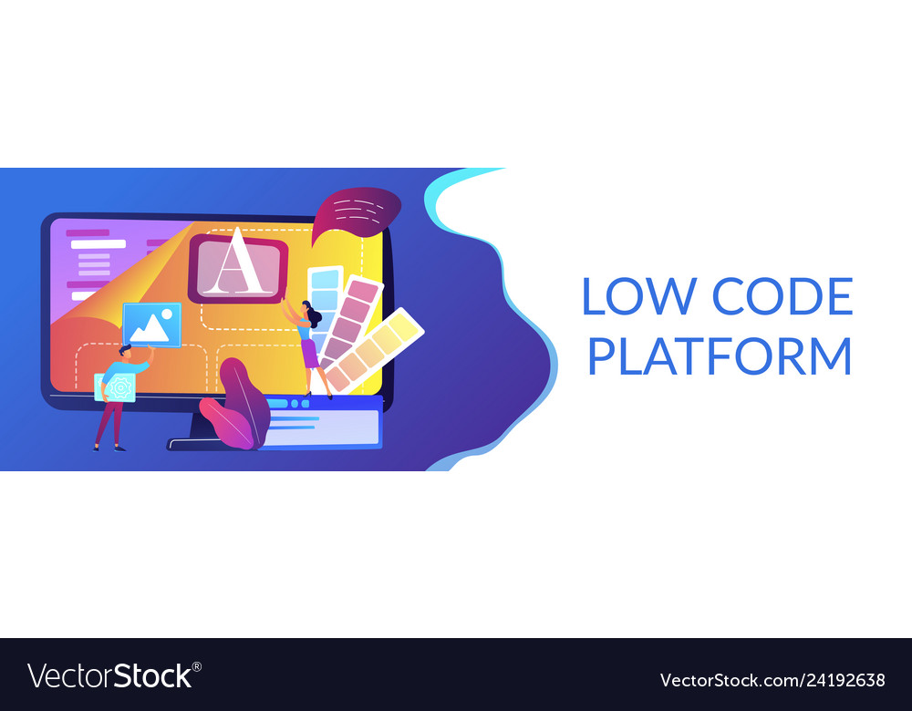 Low code development concept banner header Vector Image