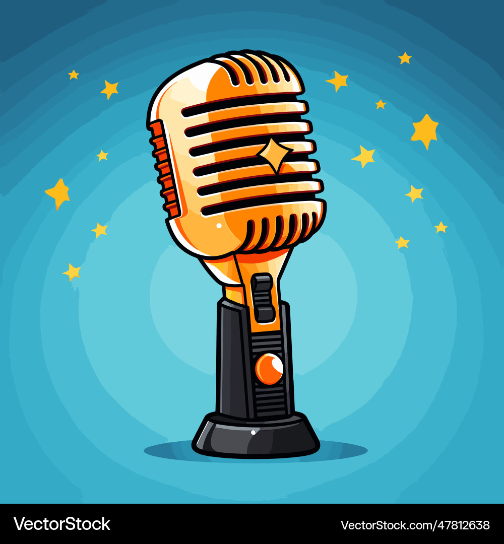 Microphone hand-drawn comic doodle Royalty Free Vector Image