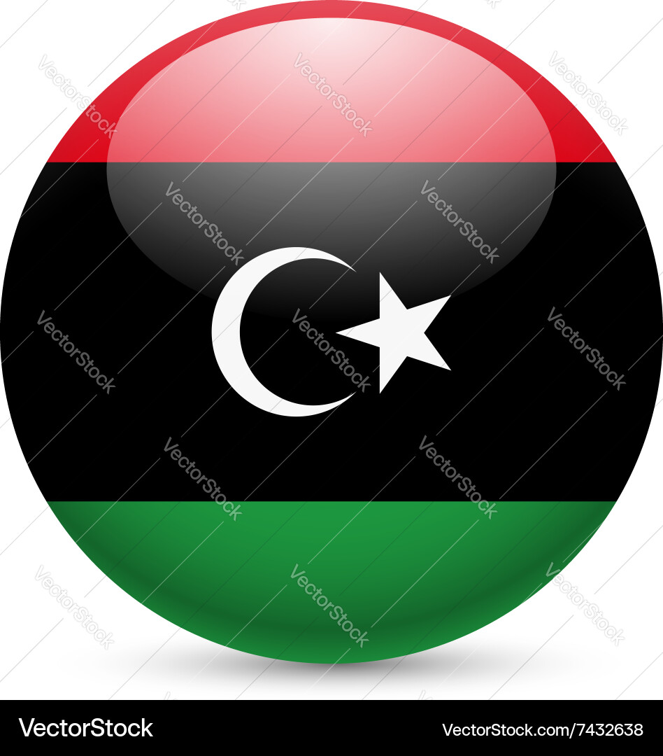Round glossy icon of libya Royalty Free Vector Image