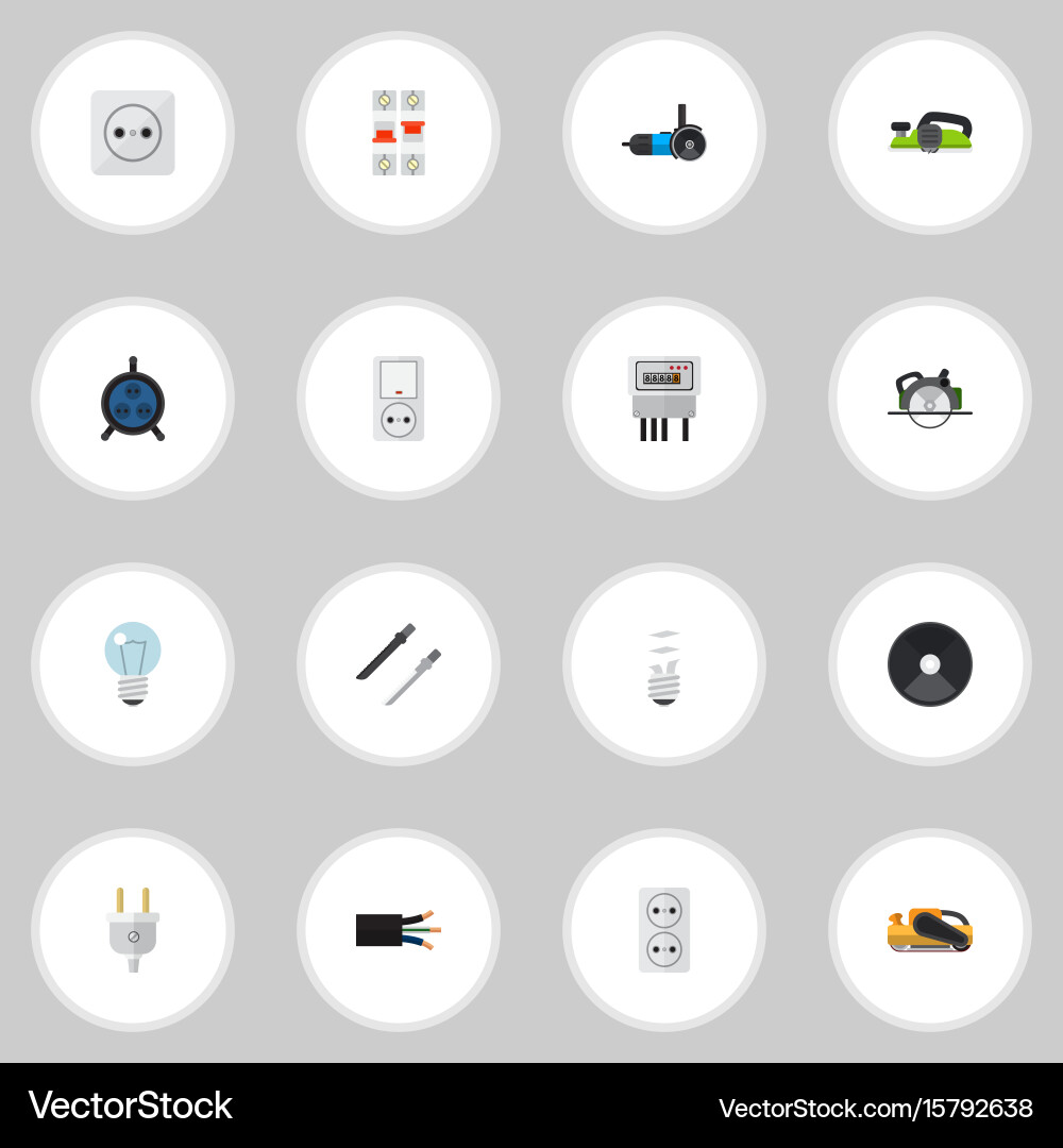 Set of 16 editable electrical icons includes Vector Image