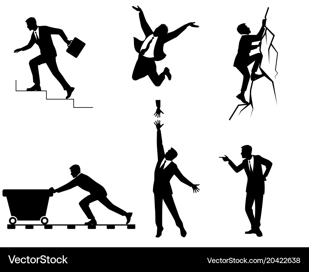 Six businessmen in action Royalty Free Vector Image
