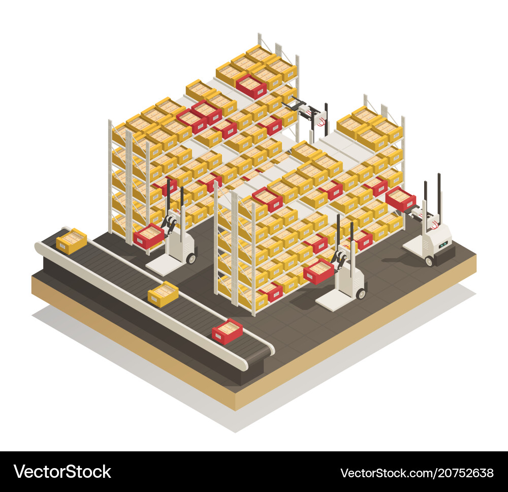 Supermarket shelves replenishment isometric Vector Image