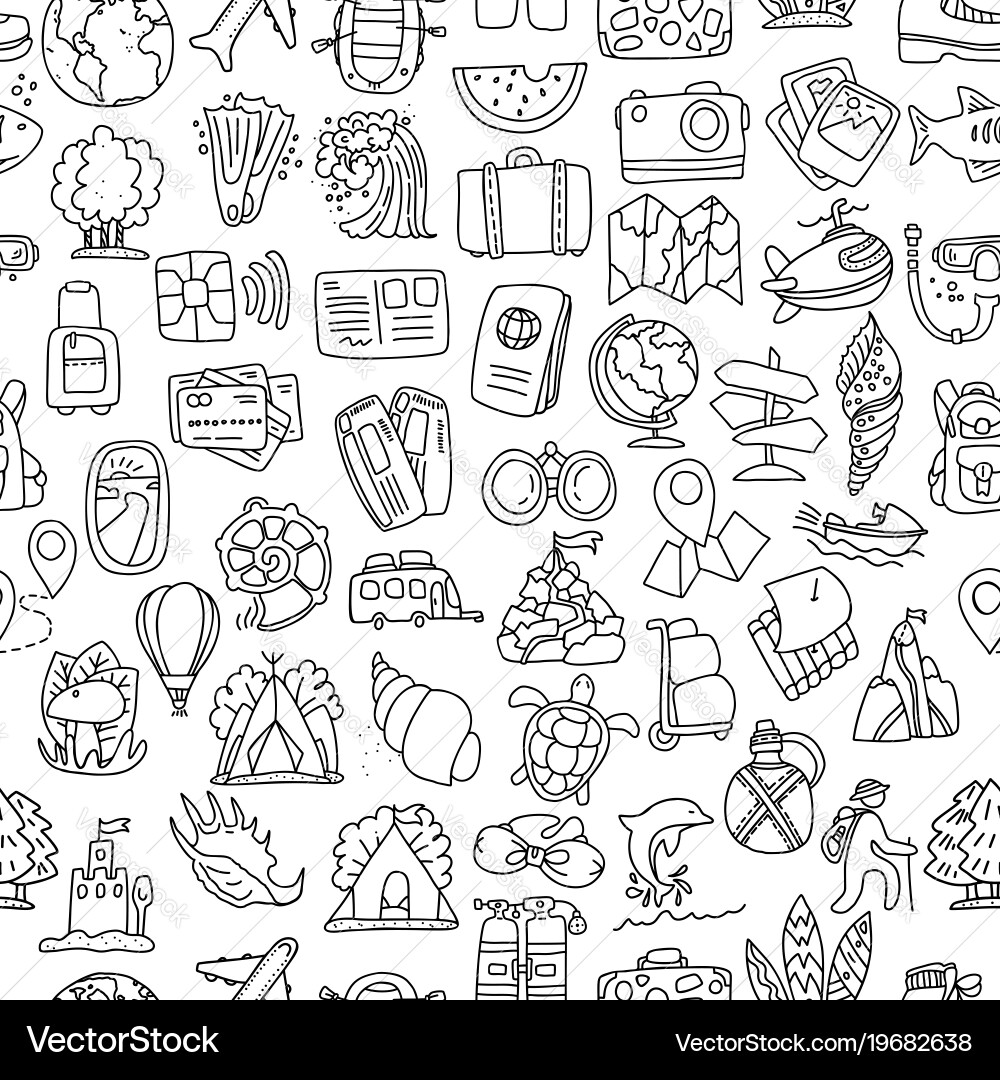 Travel and summer seamless pattern journey Vector Image