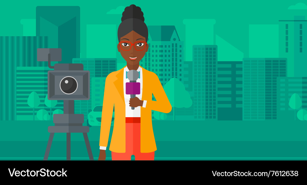 Tv reporter working Royalty Free Vector Image - VectorStock