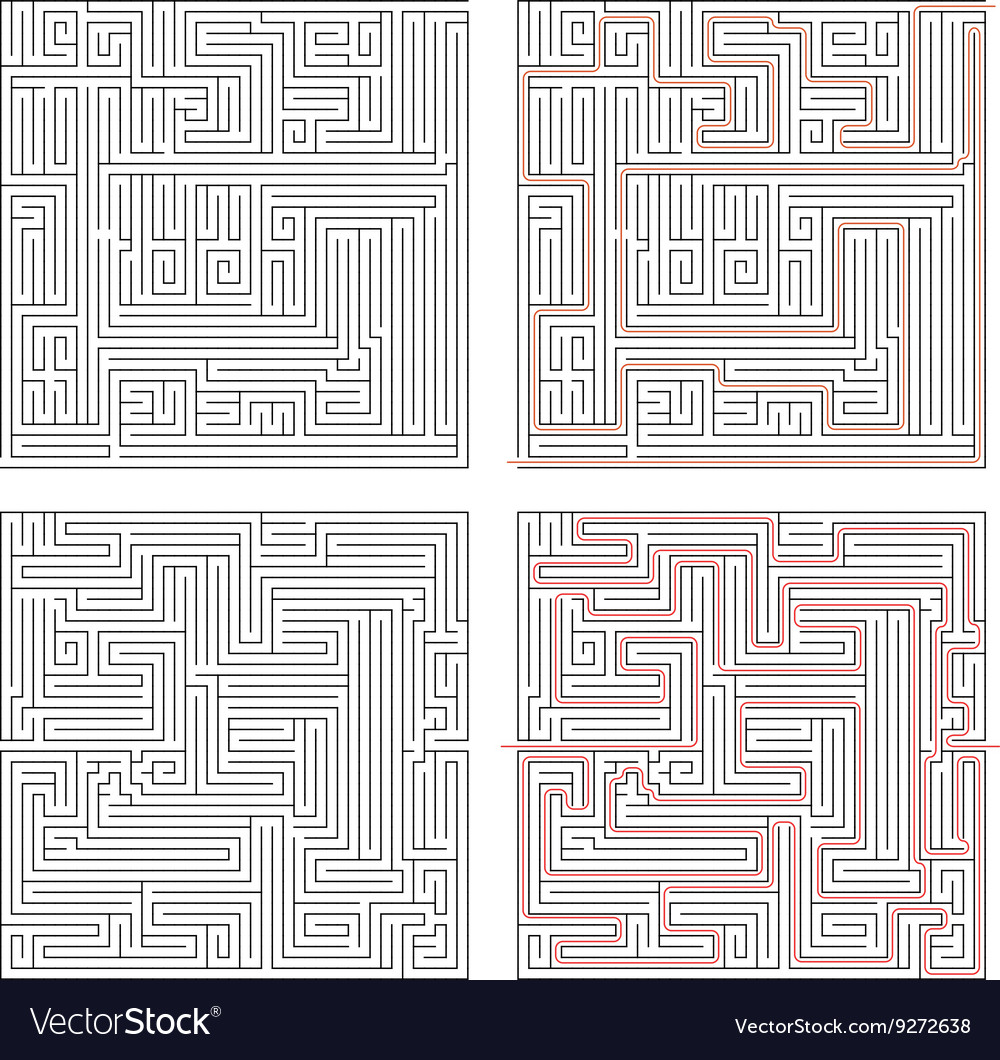 Two different mazes high complexity on white Vector Image