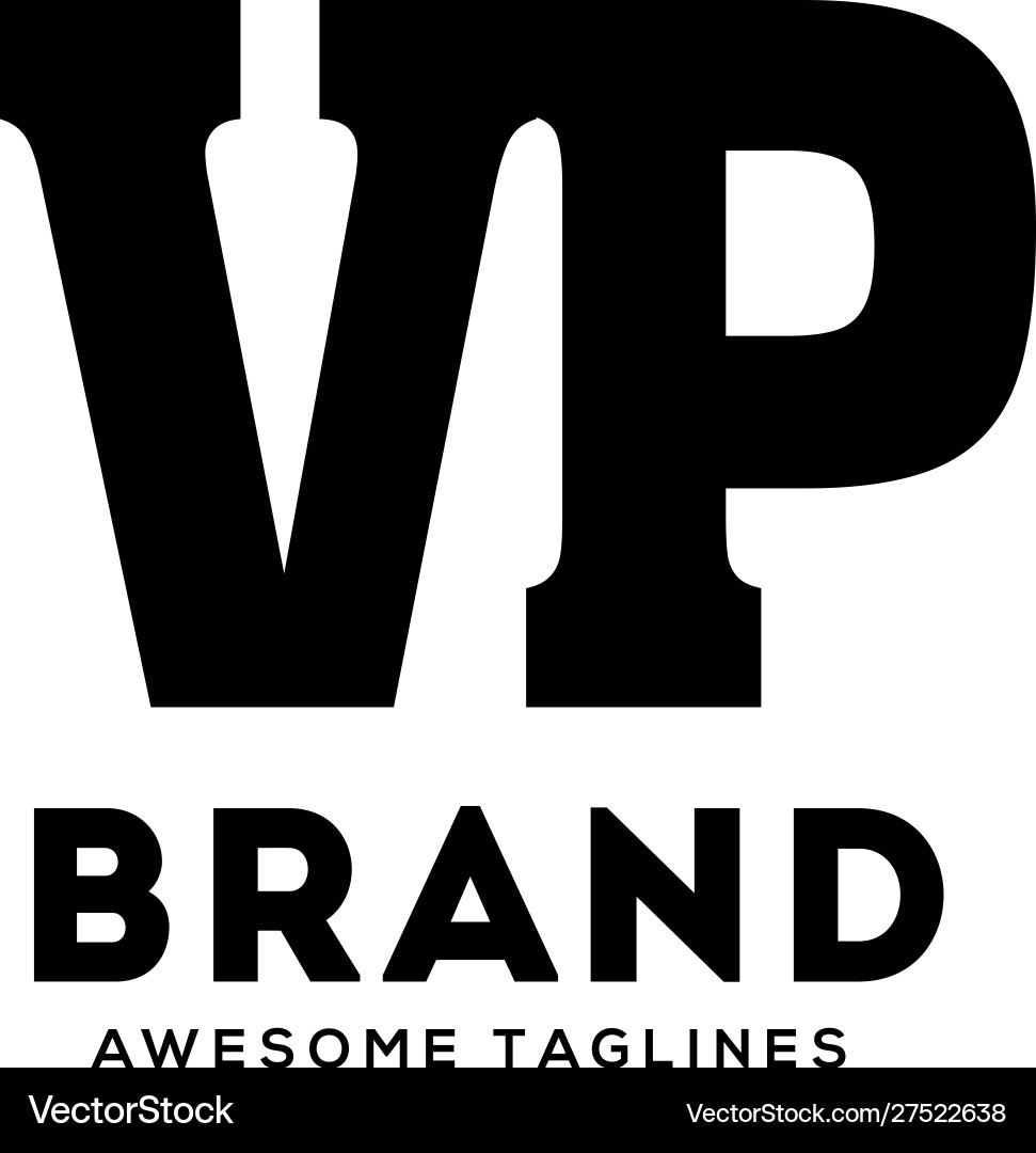 Vp letter monogram strong and bold logo Royalty Free Vector