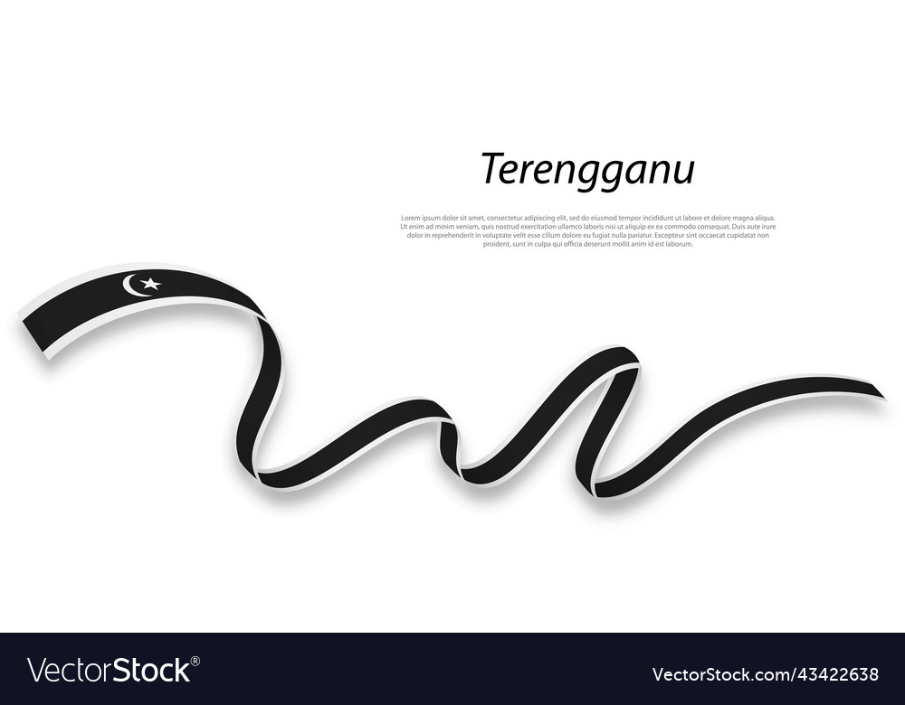 Waving Ribbon Or Stripe With Flag Of Terengganu Vector Image