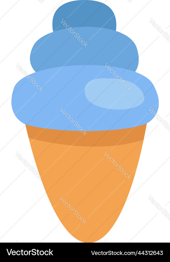 Blue ice cream in cone on a white background Vector Image