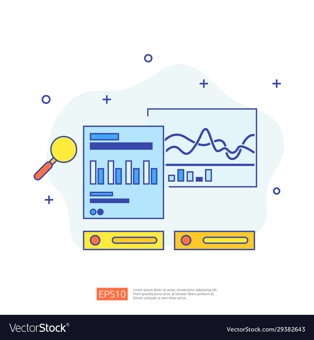 Digital graph data for seo analytics Royalty Free Vector