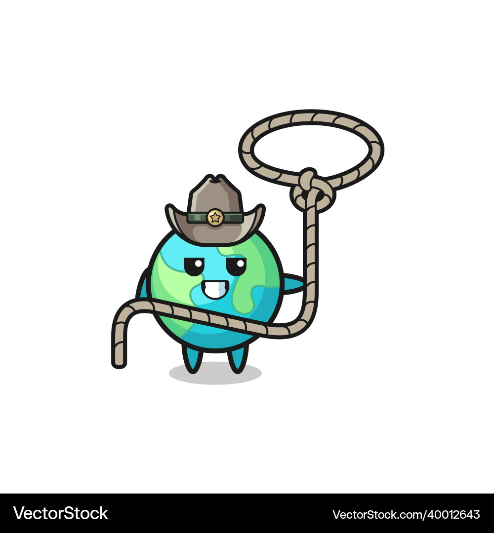 Earth cowboy with lasso rope Royalty Free Vector Image