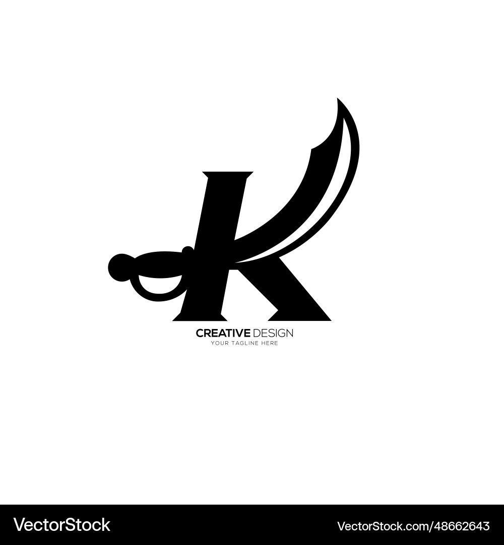 Letter k with modern stylish sword shape classic Vector Image