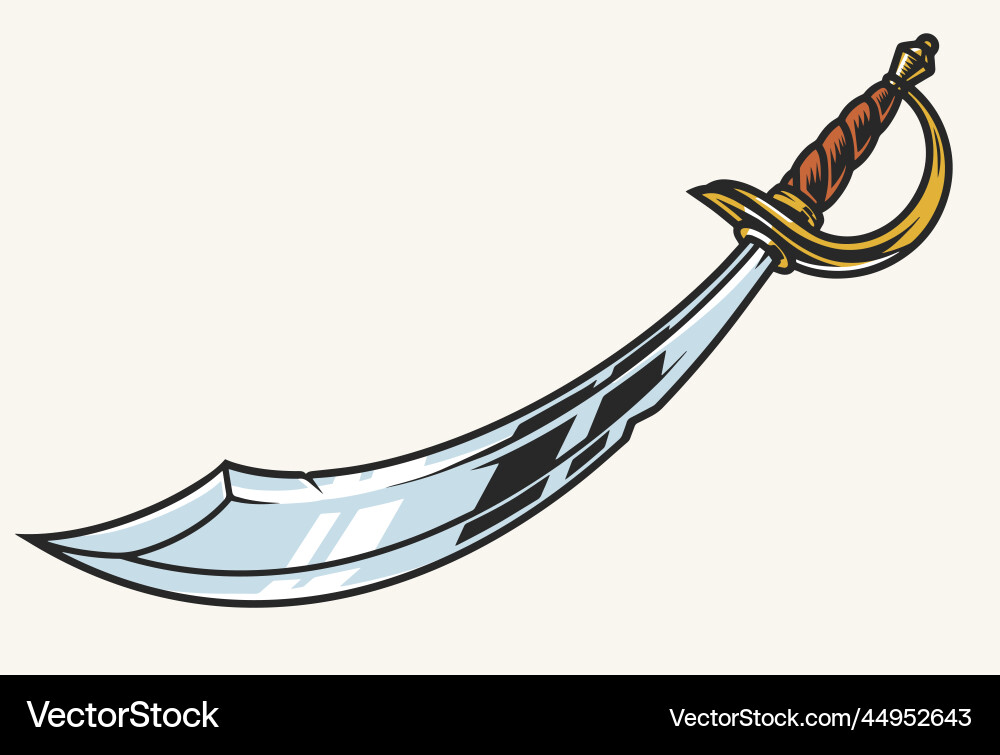 Medieval saber vintage colorful element Royalty Free Vector