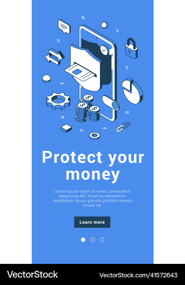 Protect your money internet banking mobile Vector Image