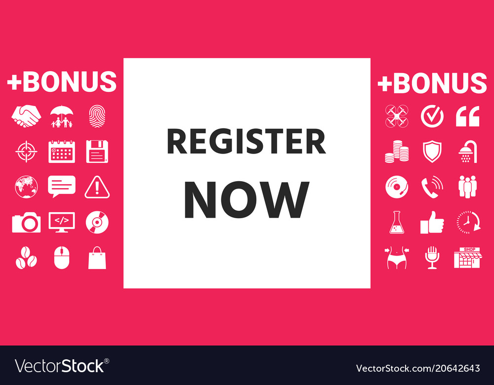 Register now button Royalty Free Vector Image - VectorStock