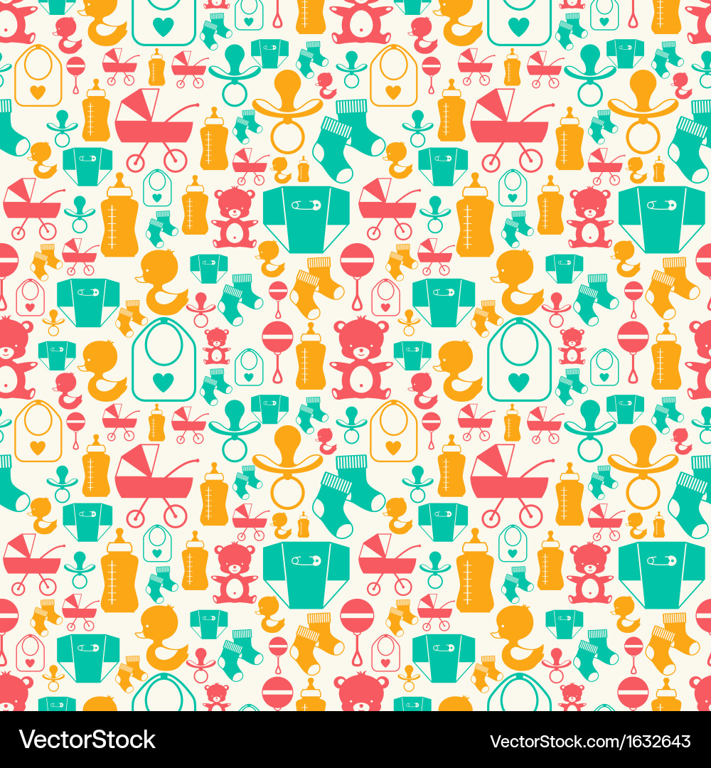 Seamless pattern with newborn baby icons Vector Image