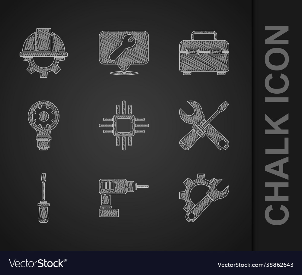 Set Processor With Microcircuits Cpu Electric Vector Image