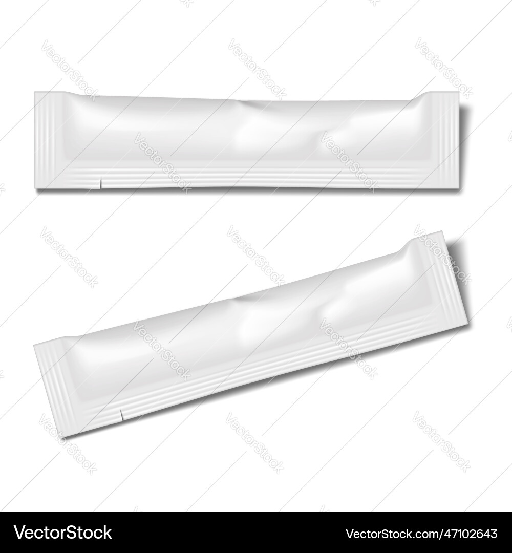 Sugar stick sachet packet with tear notches Vector Image