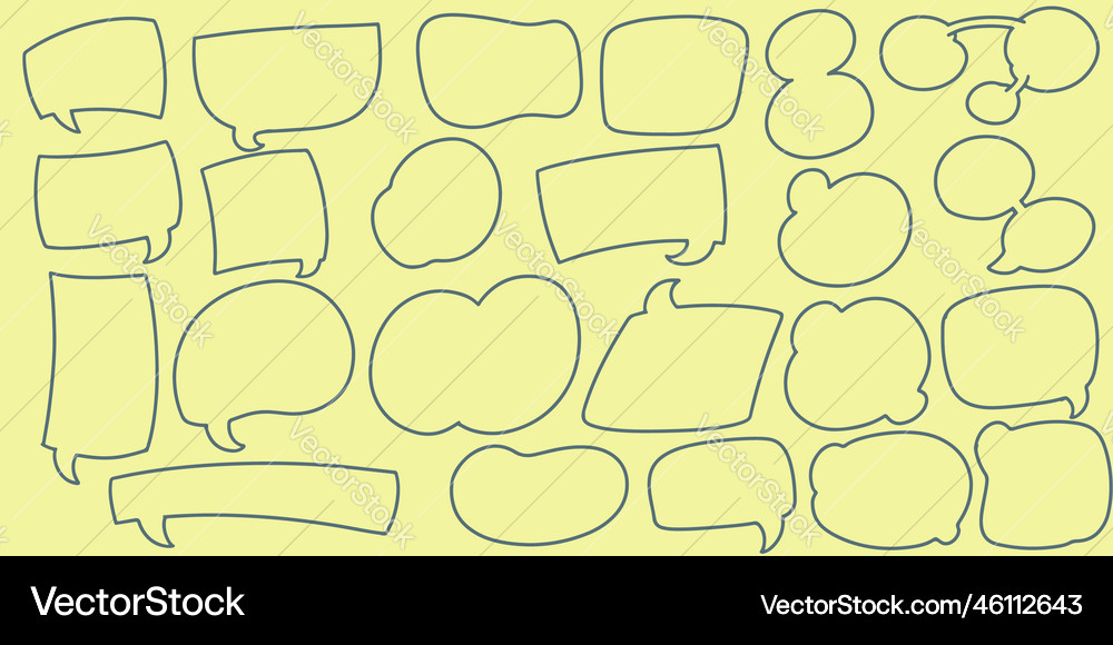 Twenty two hand drawing doodle speech bubble set Vector Image