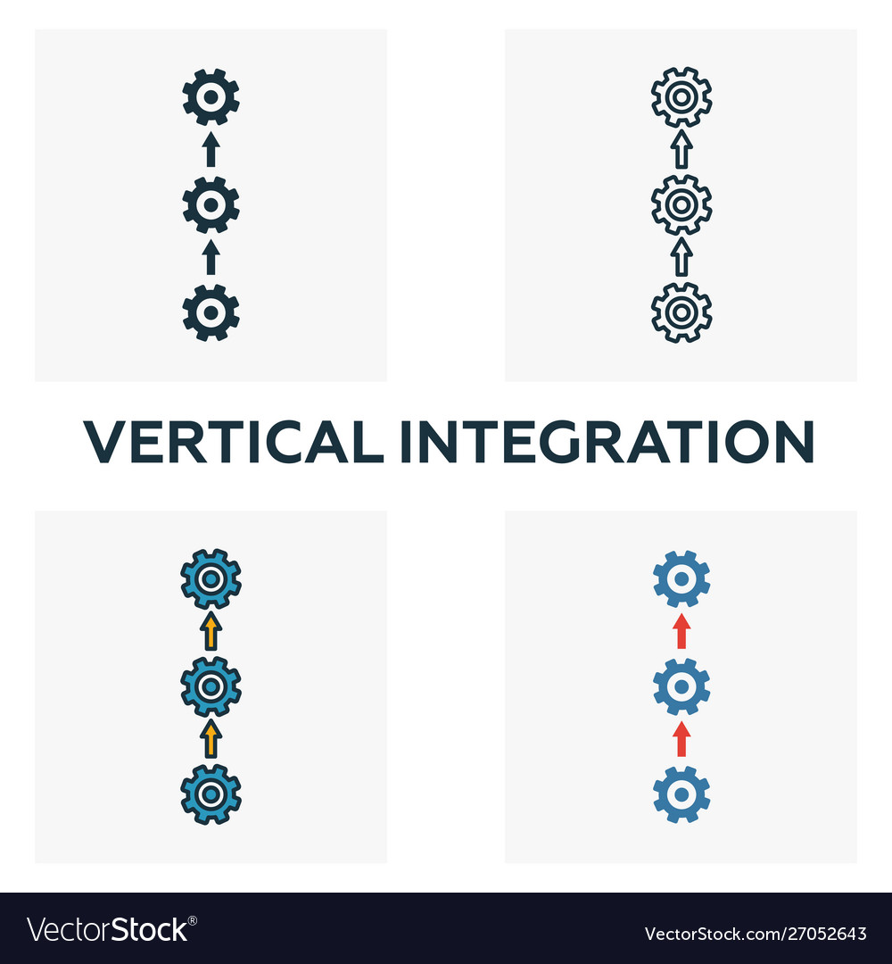 Vertical integration icon set four elements Vector Image