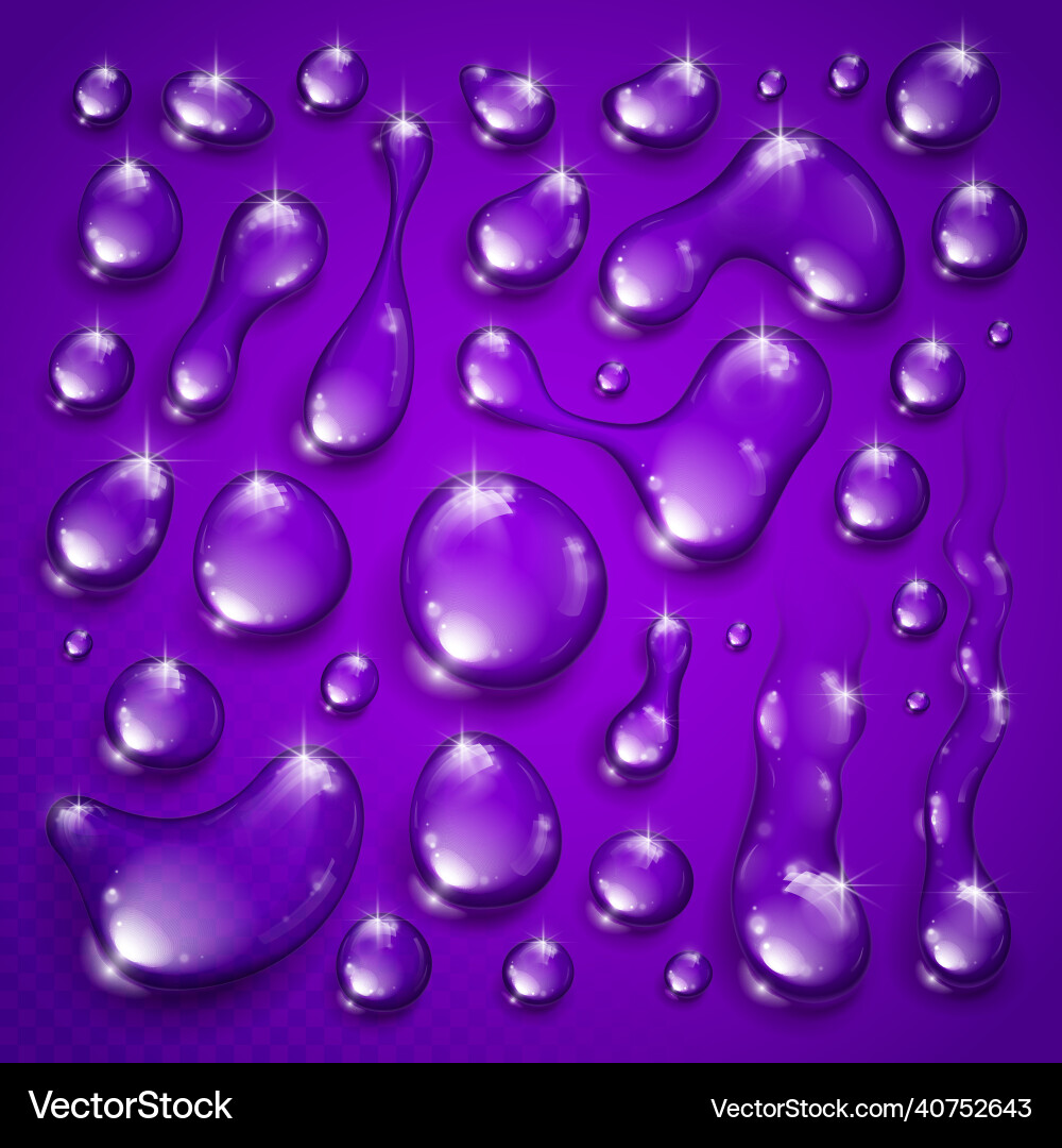Water drops set realistic 3d elements collection Vector Image