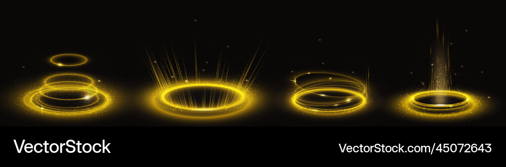 Yellow portal circles set isolated on background Vector Image