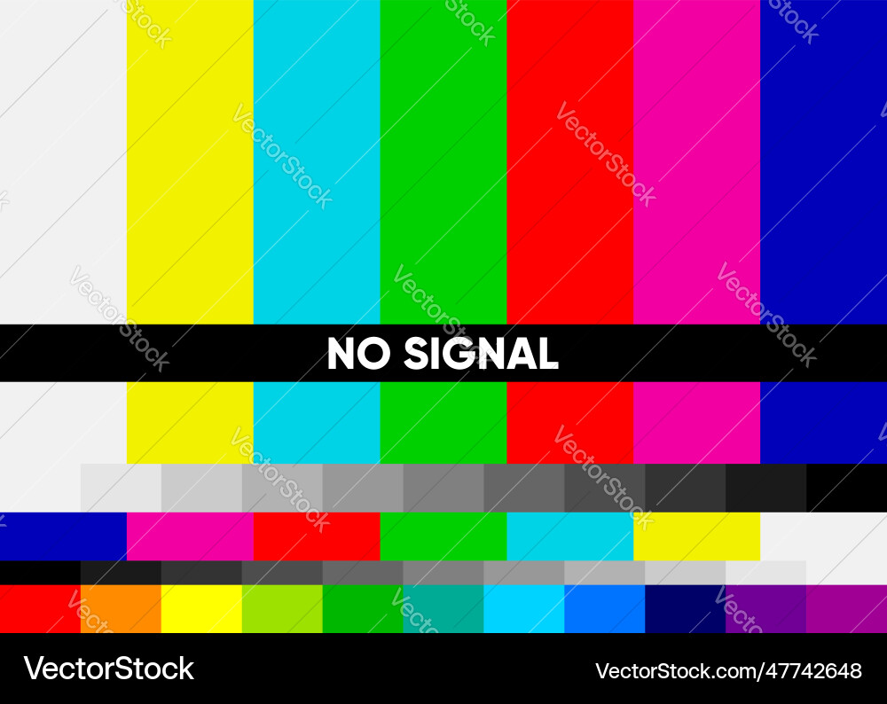 A distorted tv glitch no tv signal network Vector Image