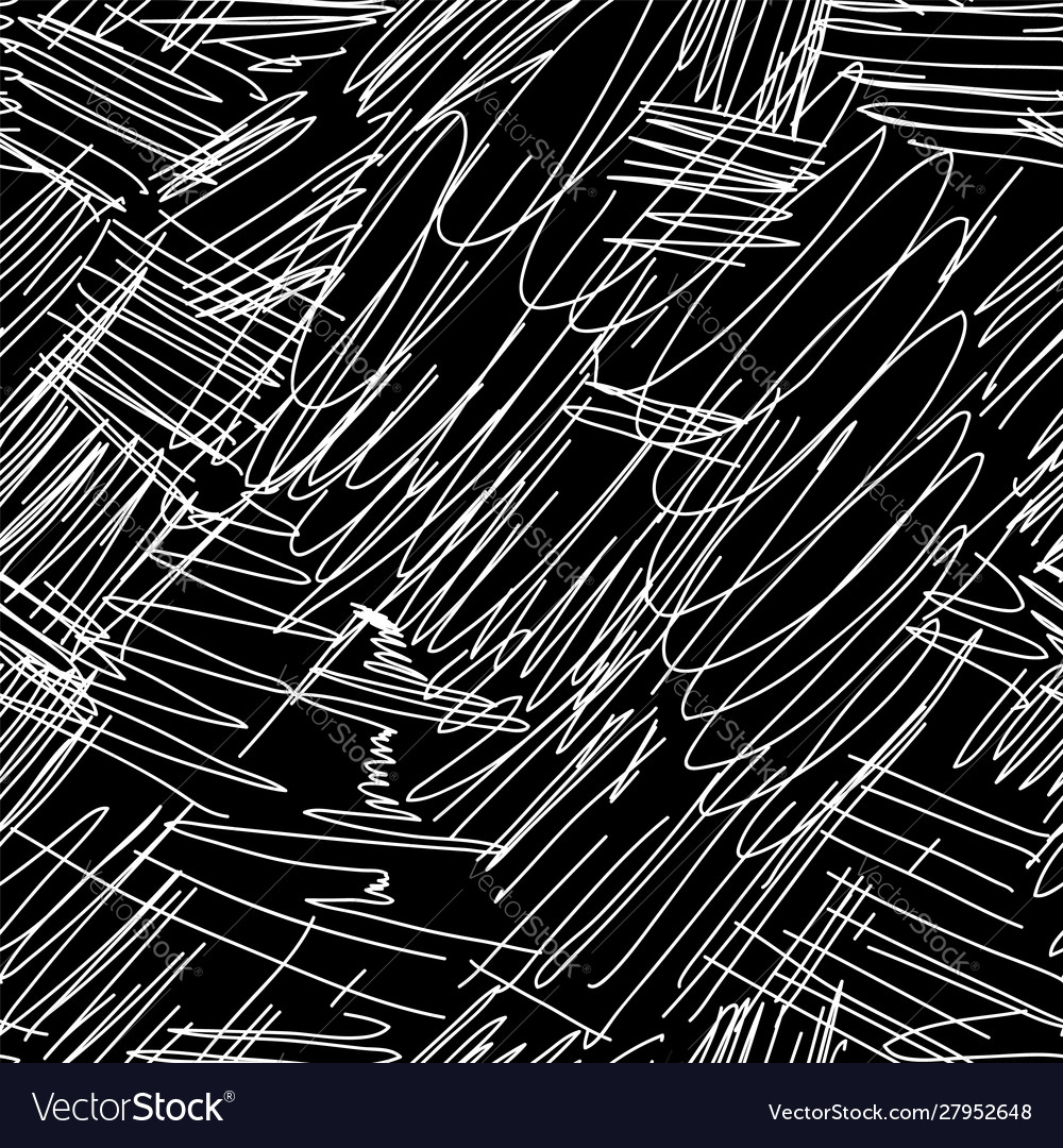 Abstract scribble seamless pattern on black Vector Image