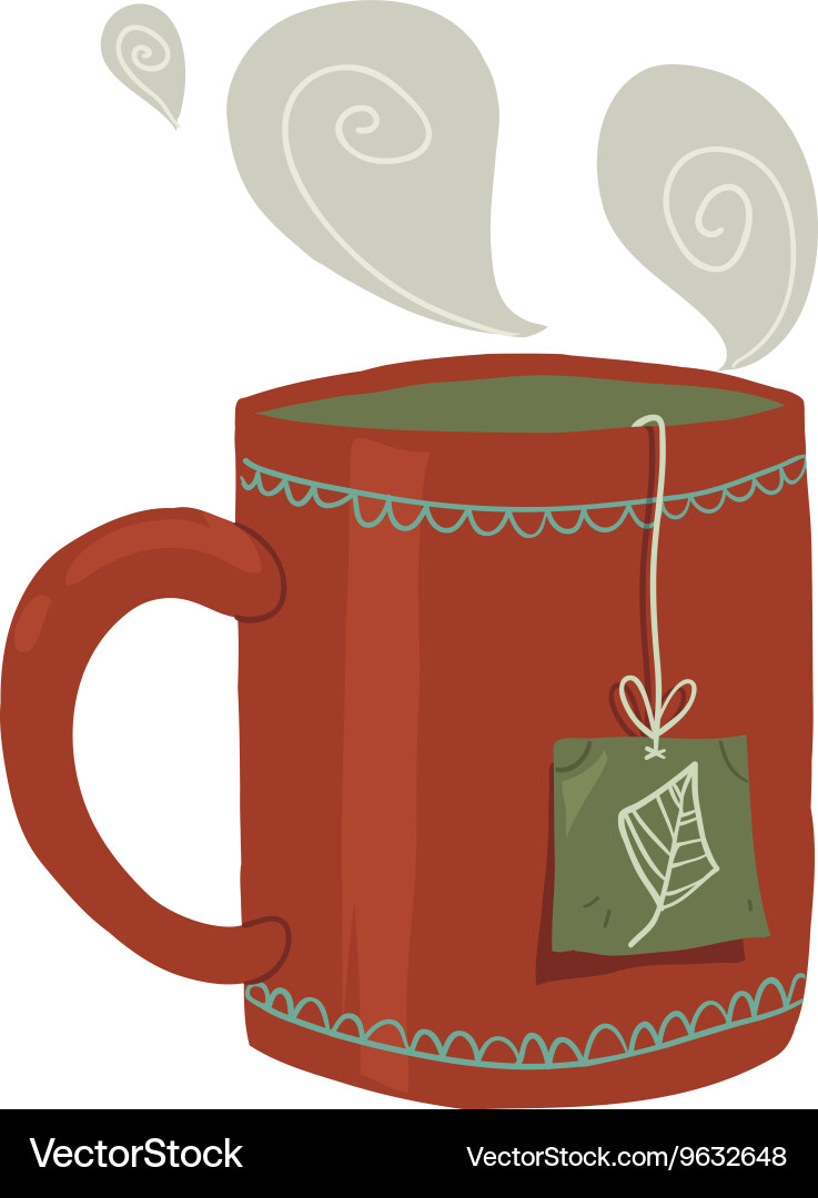 Cartoon cup of tea flat icon Royalty Free Vector Image
