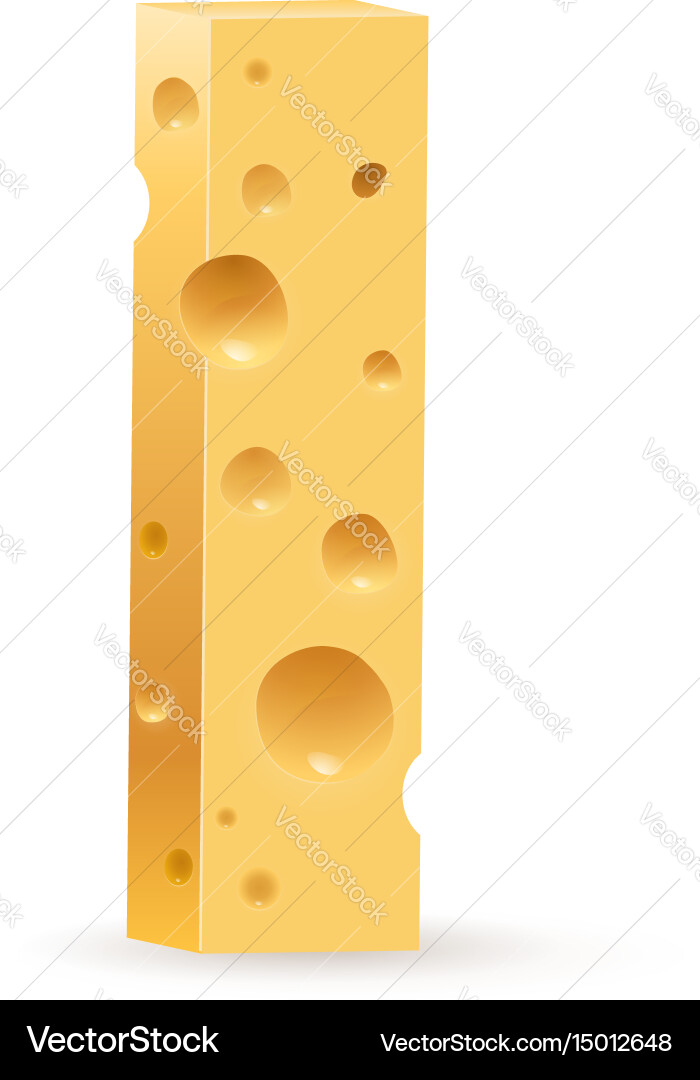 Cheese font i letter on white Royalty Free Vector Image