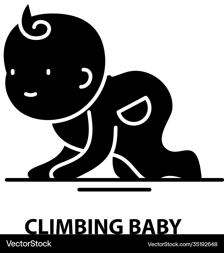 Climbing baby icon black sign Royalty Free Vector Image