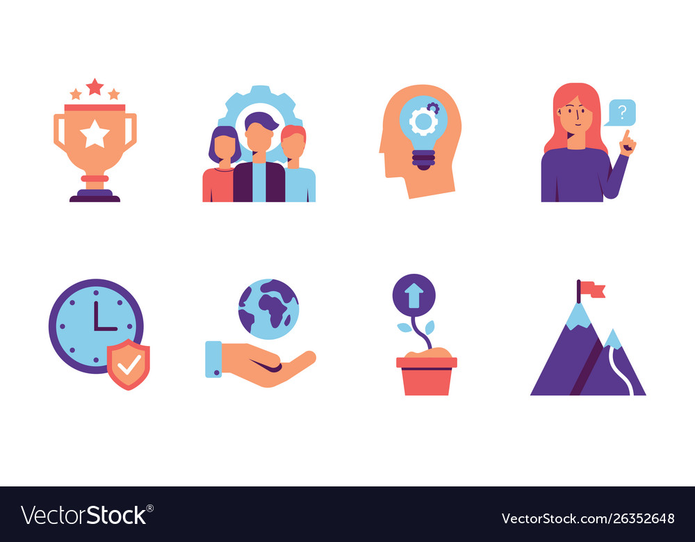 Colorful core values icon set Royalty Free Vector Image