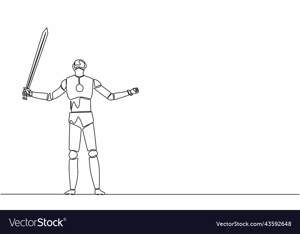 Continuous one line drawing robots standing Vector Image Continuous one line drawing robots standing Vector Image